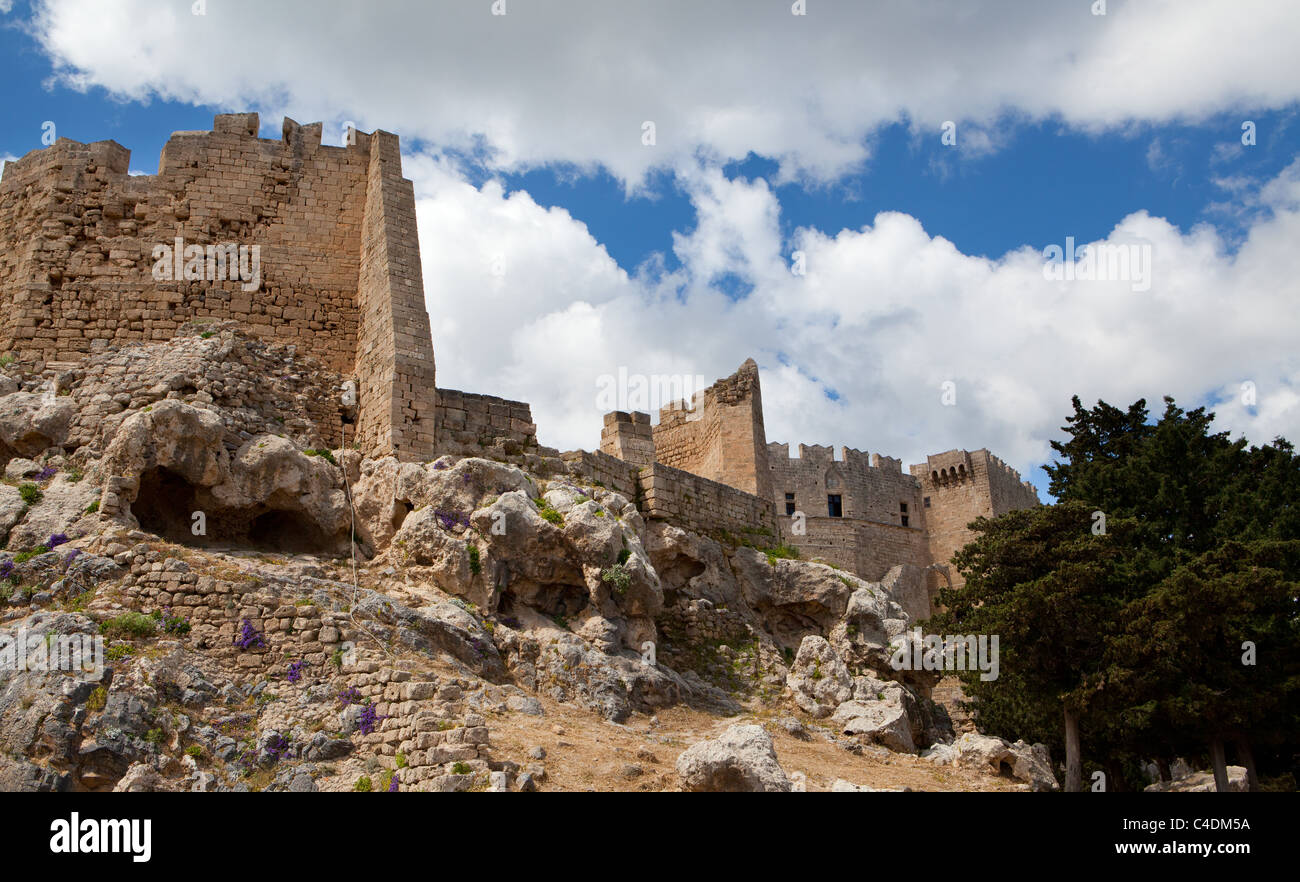 Lindos castle rhodes greece Stock Photo - Alamy