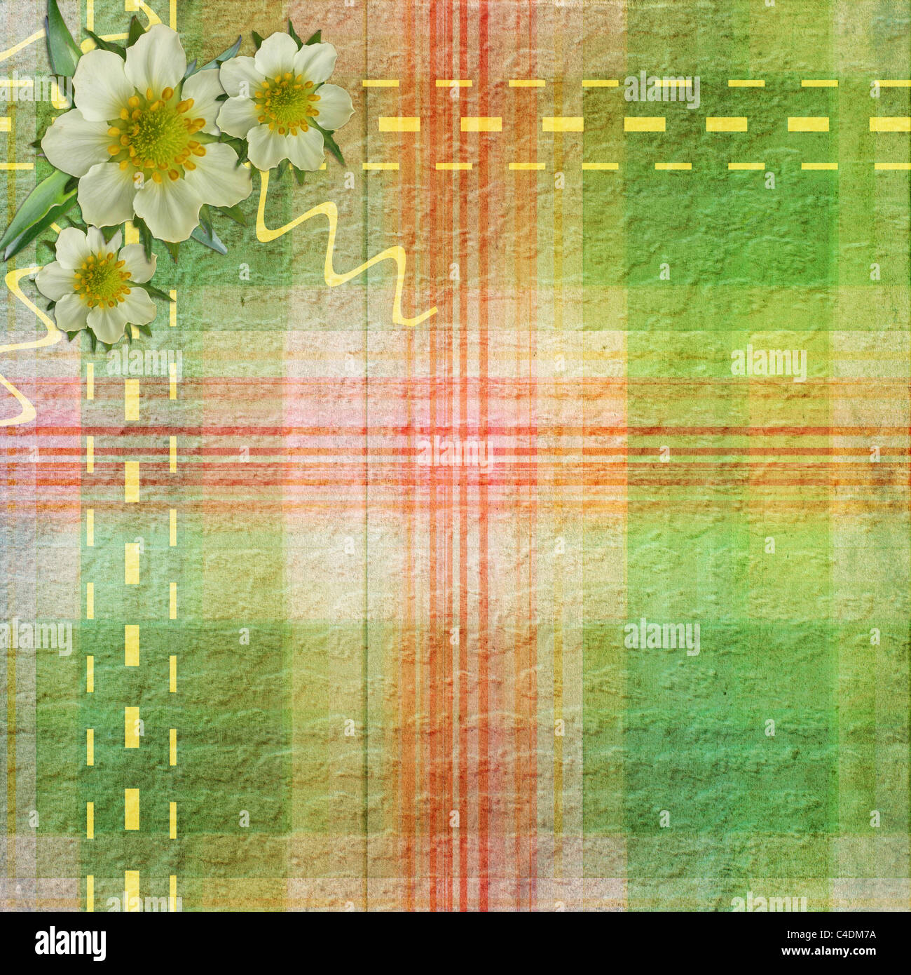 summer plaid background with flowers Stock Photo - Alamy