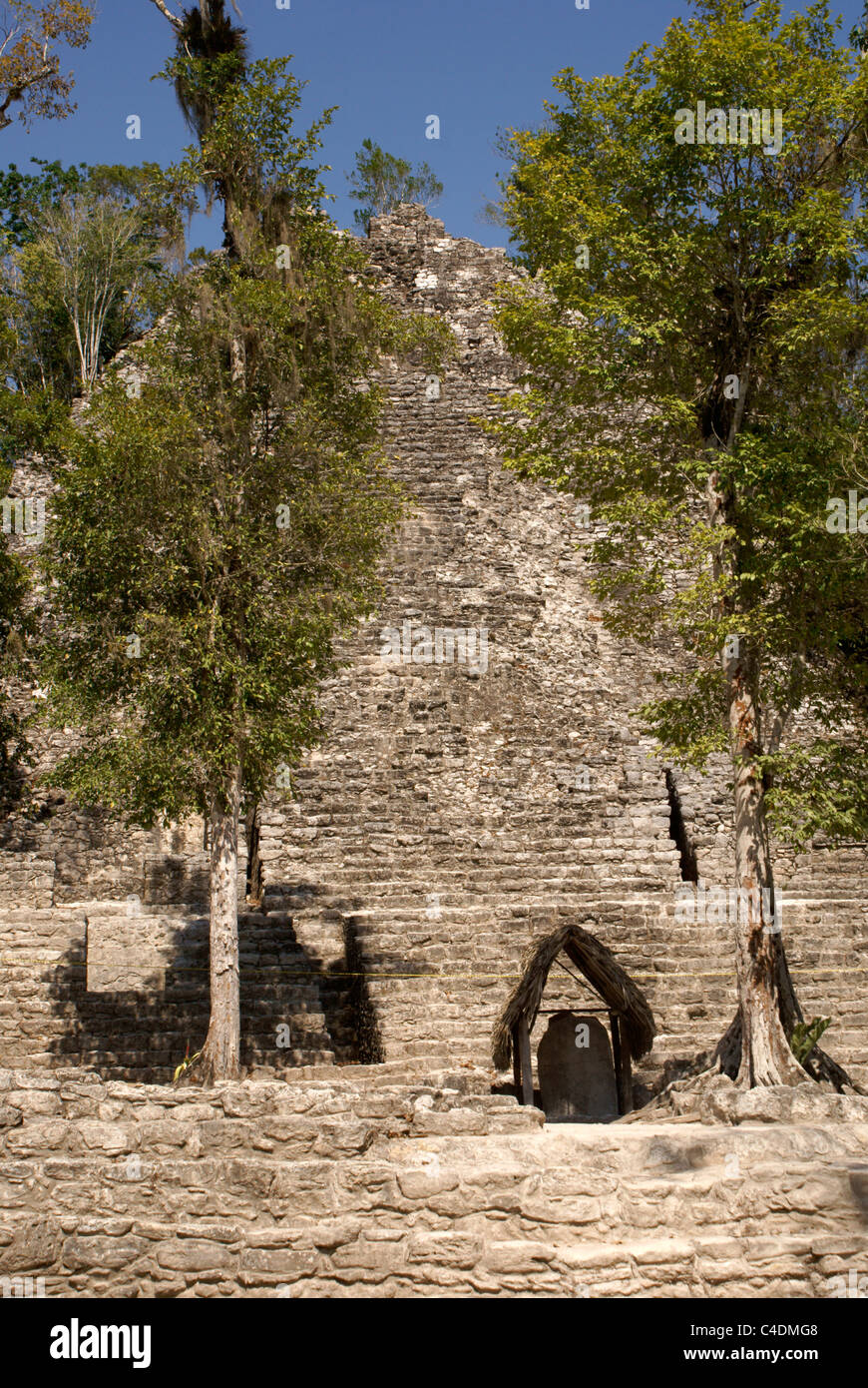 La Iglesia or Church pyramid in the Coba Group at the Mayan ruins of ...