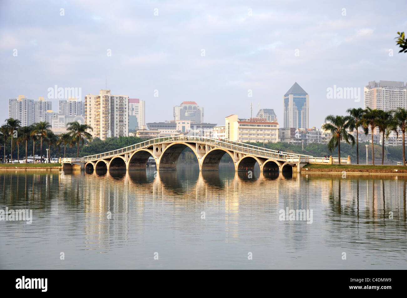 Scenery of a bridge and lake in the city of Nanning, China Stock Photo ...