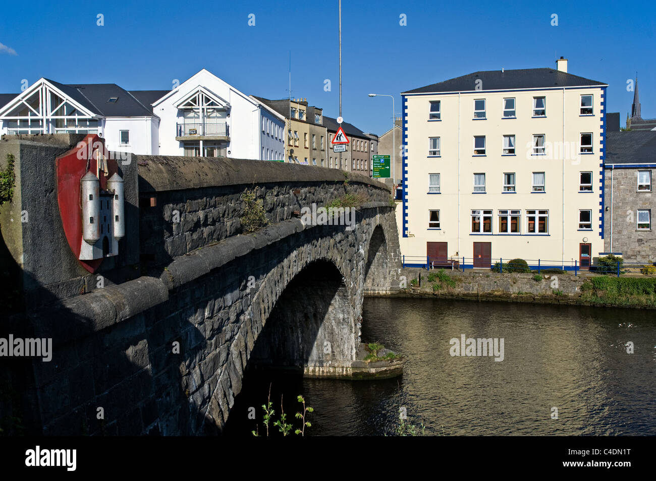 Bridge with Water Gate motif over River Erne, Lough Erne, Enniskillen ...