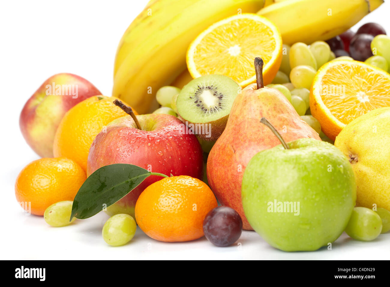 fresh fruits on the white background Stock Photo - Alamy