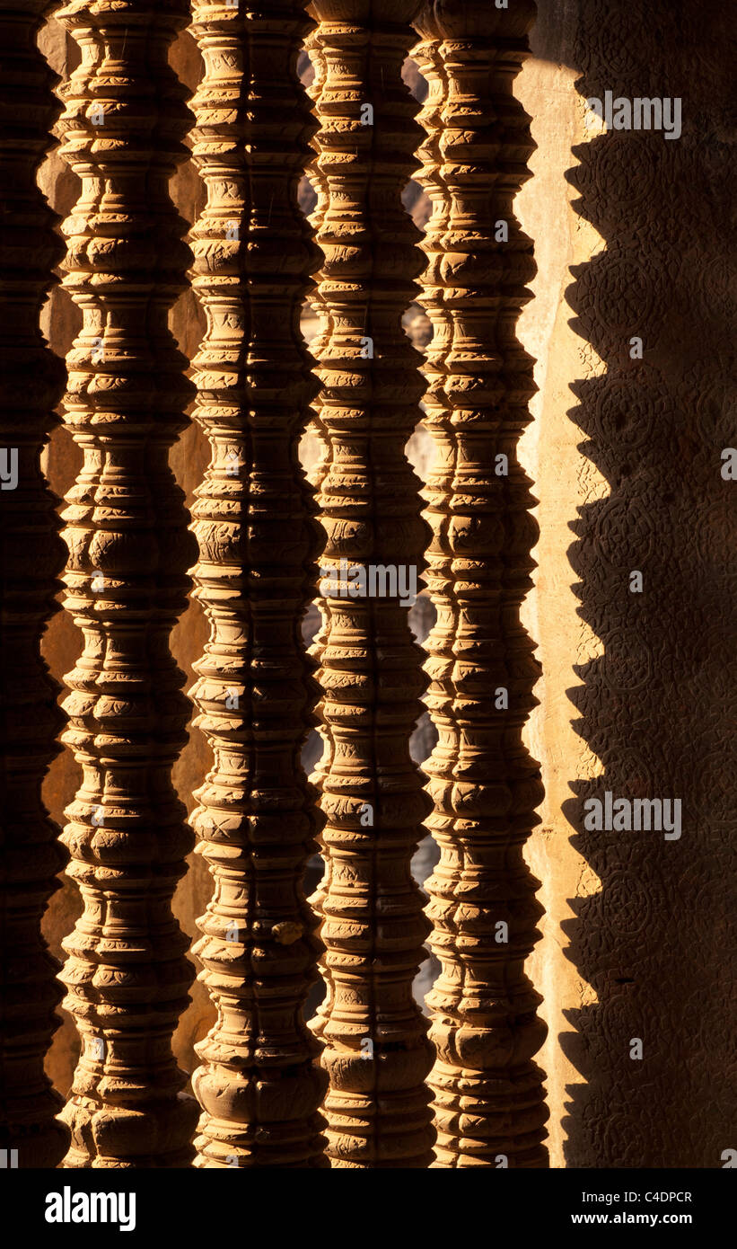 Turned stone window colonnettes, Angkor Wat, Cambodia Stock Photo - Alamy