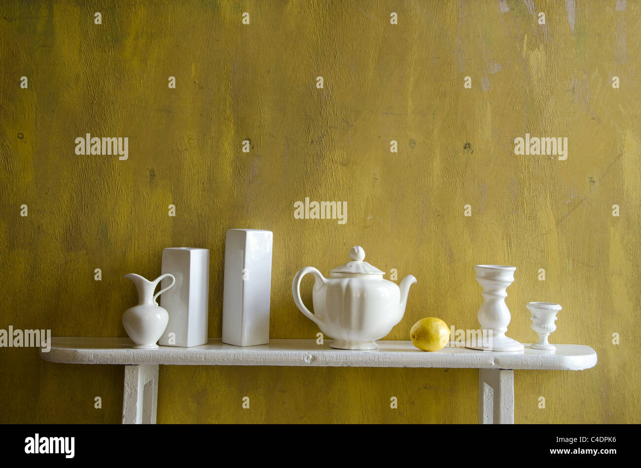white and yellow still-life on yellow background Stock Photo - Alamy