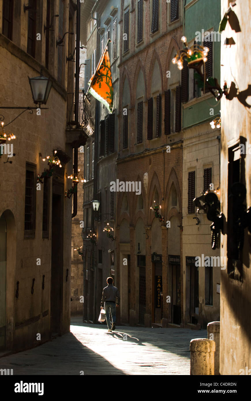 Early morning in Sienna on the day of the famous Palio horse race with ...
