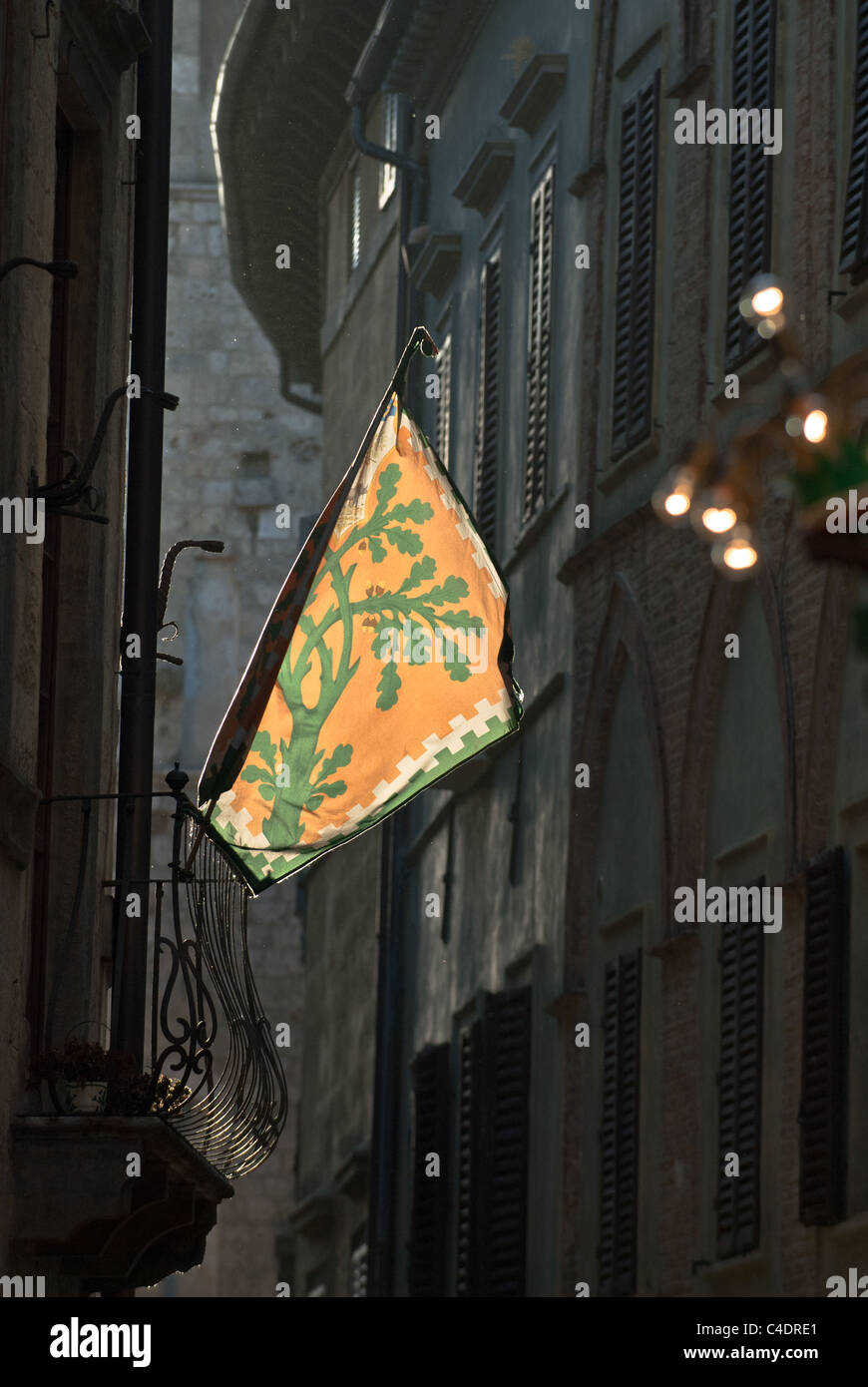 Early morning in Sienna on the day of the famous Palio horse race with ...