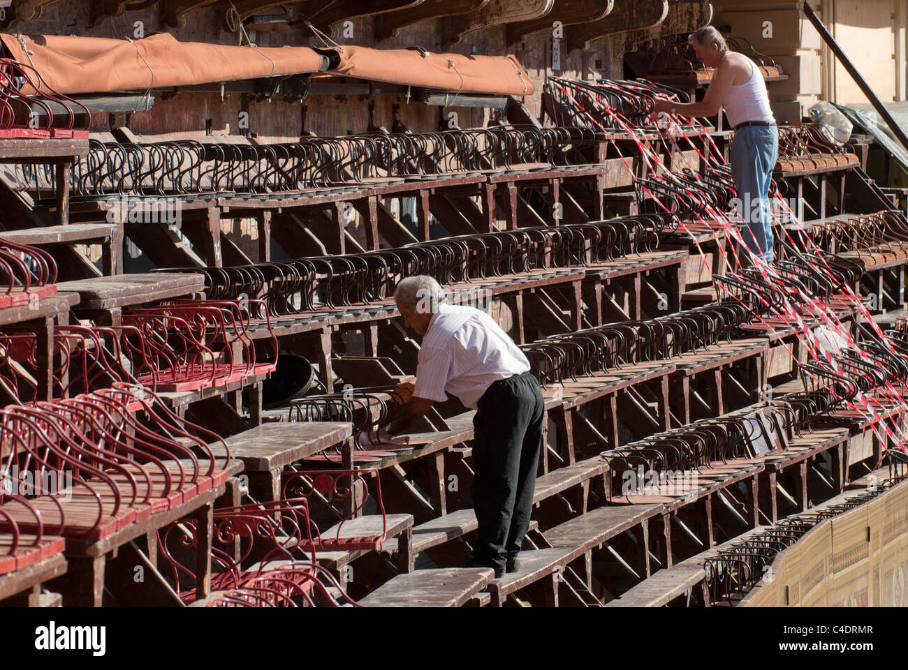 Setting up the seating in Sienna on the day of the famous Palio horse ...
