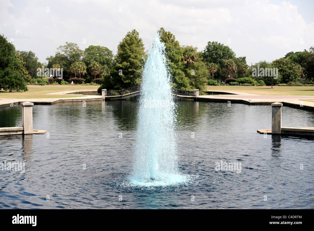 Blue water fountain Stock Photo - Alamy