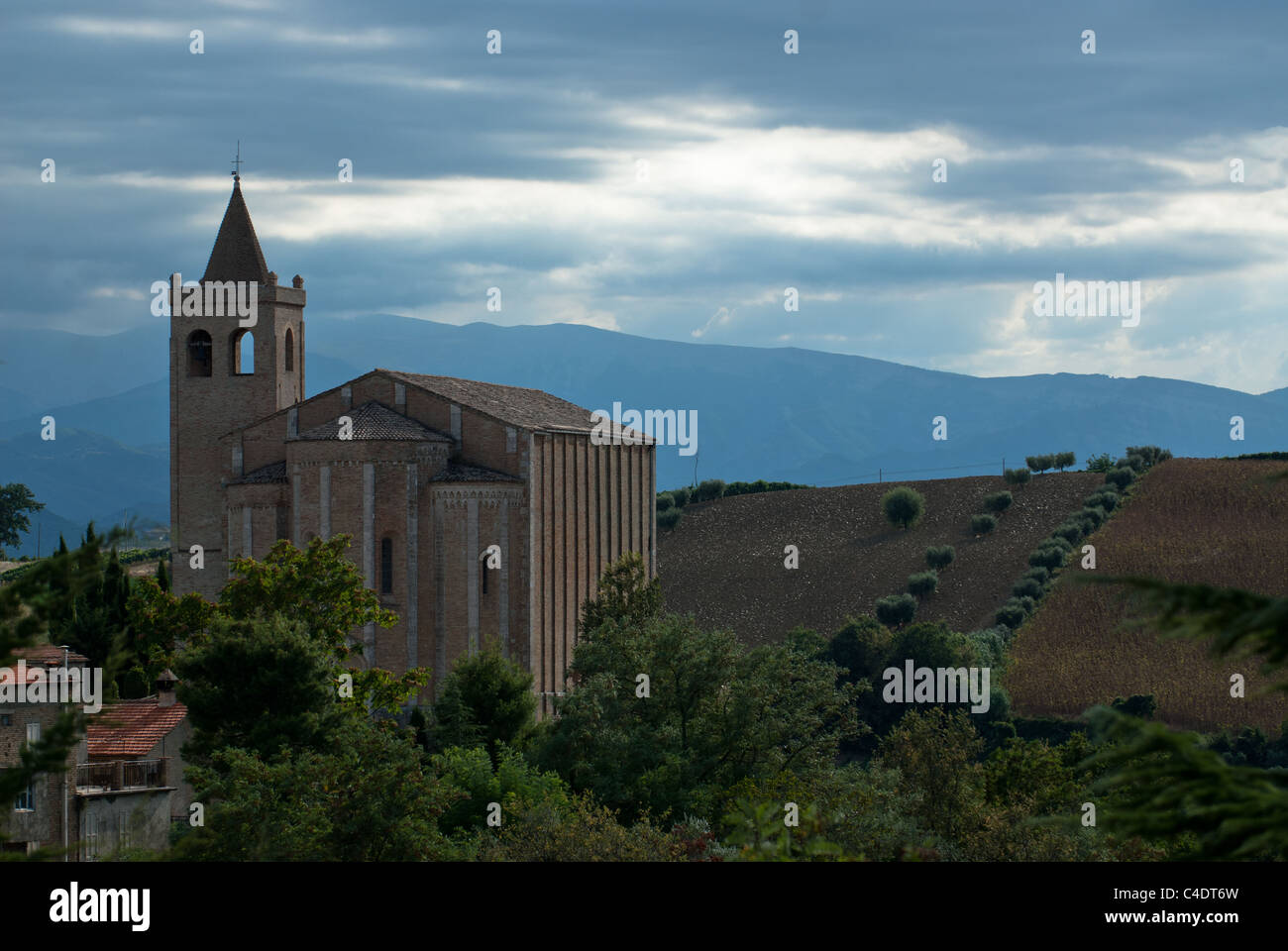 Church of Santa Maria del Roche built on a clifftop, Offida, Le Marche ...