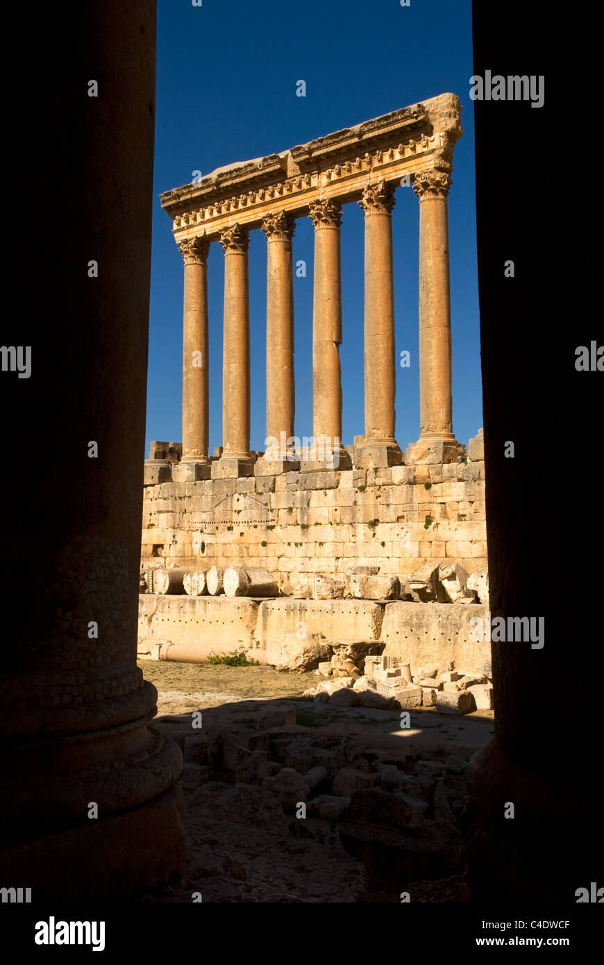 The 6 remaining standing columns of the Temple of Jupiter, Baalbek ...