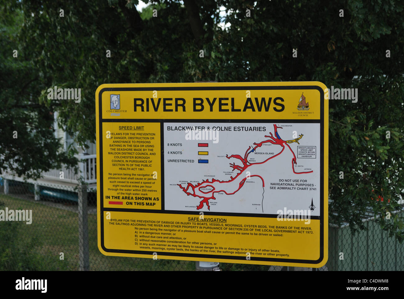 river byelaws sign blackwater estuary Stock Photo - Alamy
