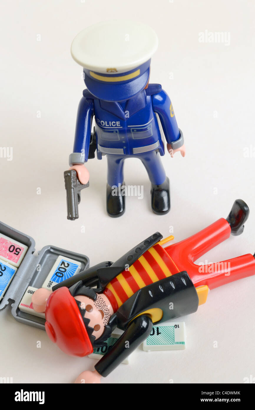 Police Officer Criminal shot pistol violence crime Playmobil Stock ...