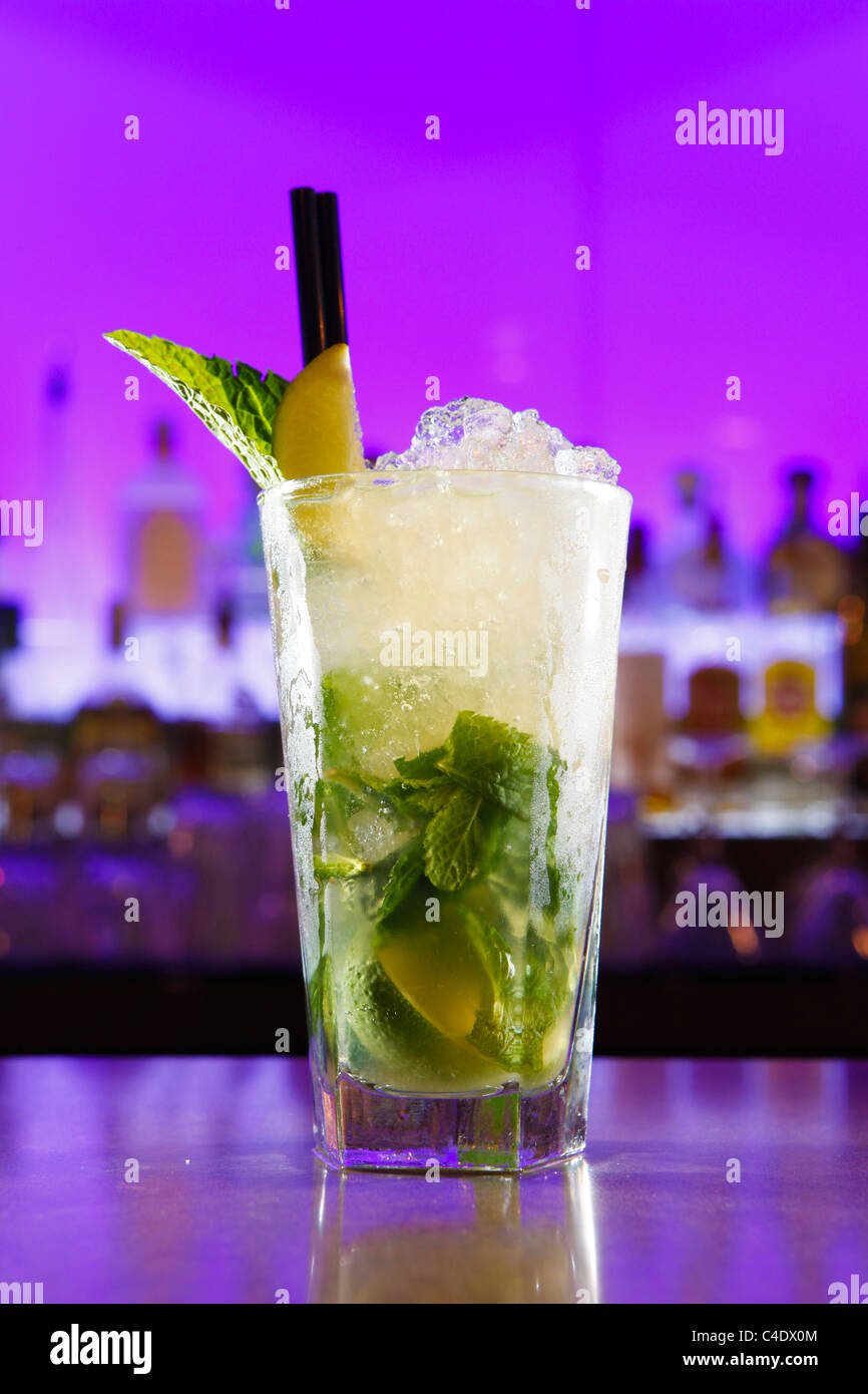 Mojito cocktail on a bar in a club in Birmingham Stock Photo - Alamy