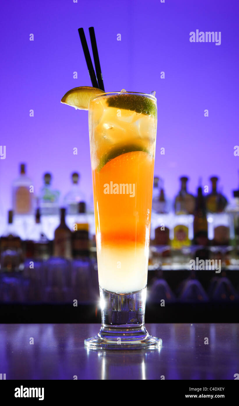 Cocktail in a glass on a bar. Cocktail Bar Stock Photo - Alamy