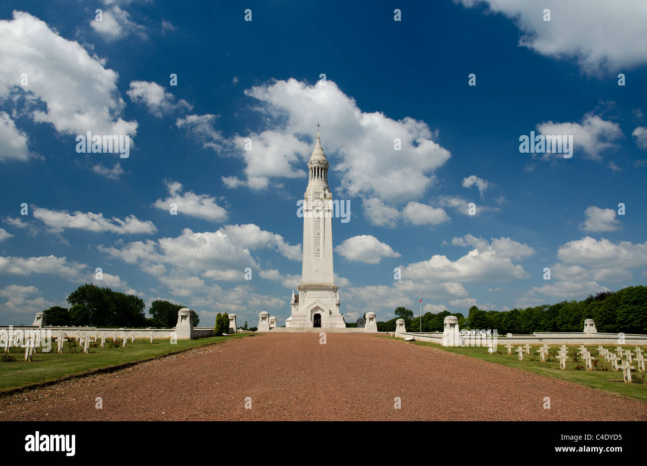 Ossuary tower at the Notre Dame de Lorette French national war memorial ...