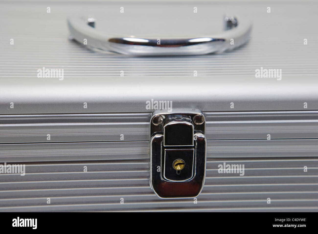 Silver metal case with lock Stock Photo - Alamy