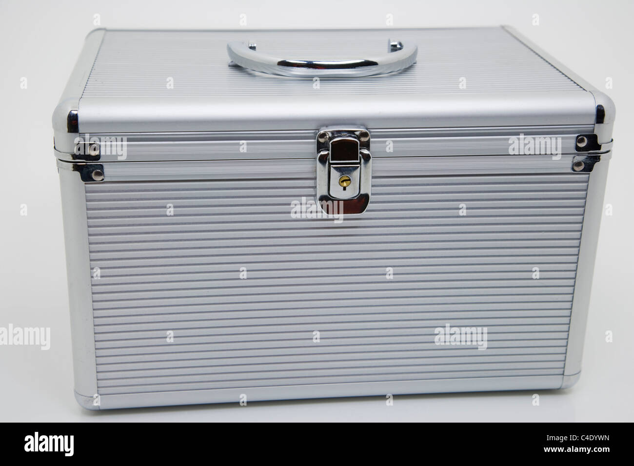 Silver metal case with lock Stock Photo - Alamy