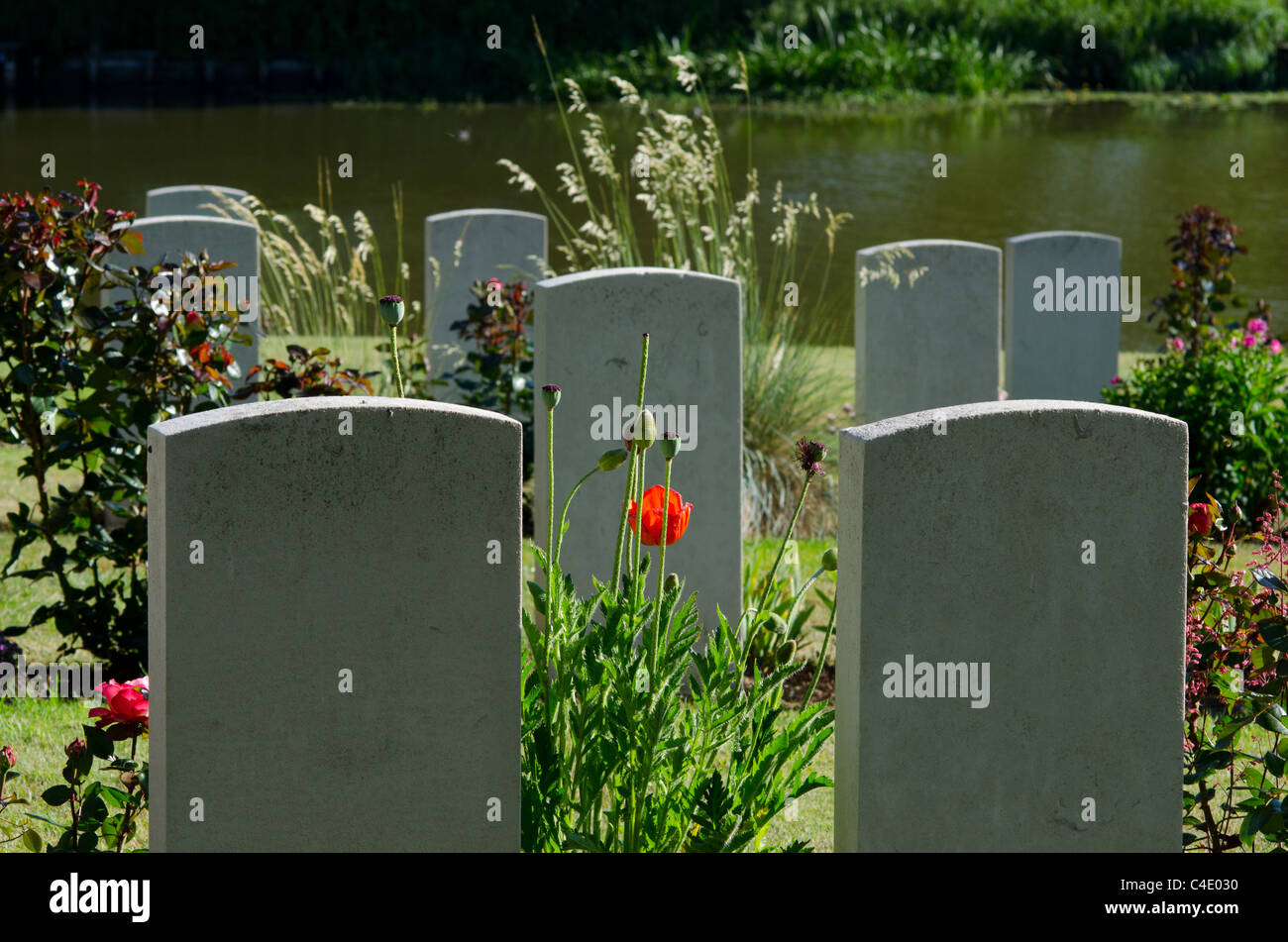 British and Commonwealth war graves in Ramparts Cemetery, Ypres Stock ...