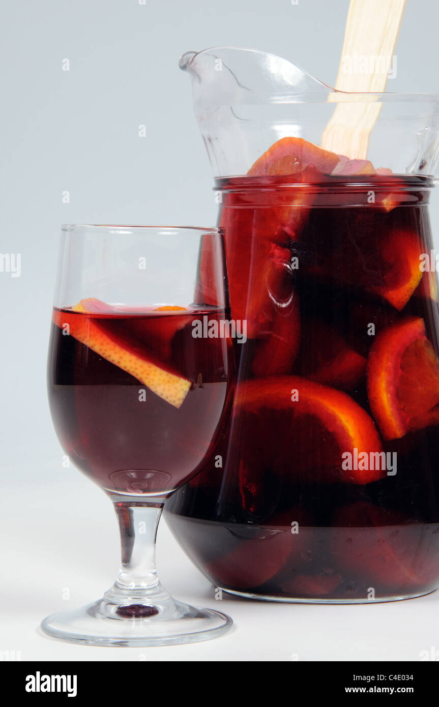 Jug and glass of Spanish Sangria, Urb. Calypso, Costa del Sol, Malaga ...