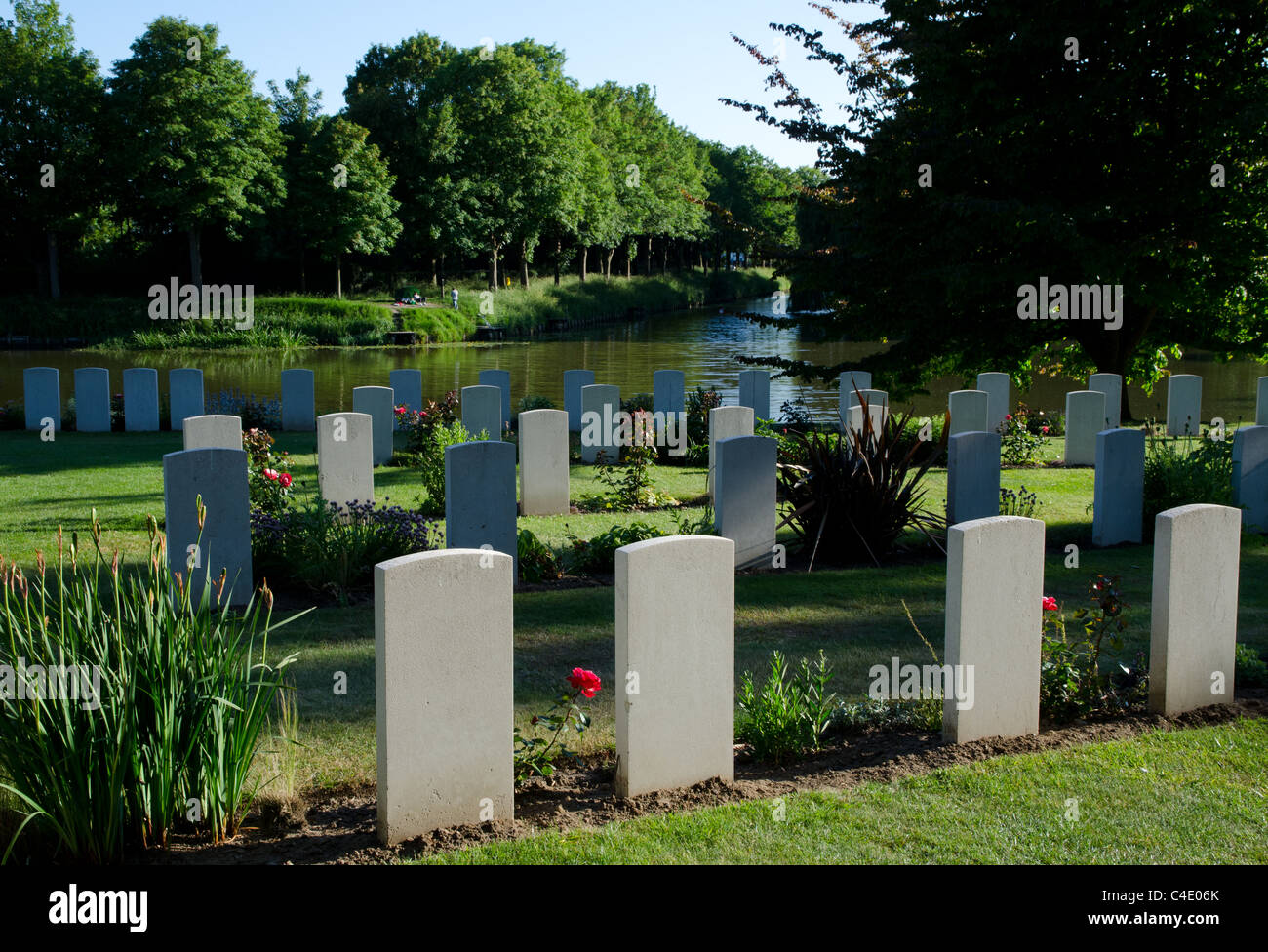 British and Commonwealth war graves in Ramparts Cemetery, Ypres Stock ...
