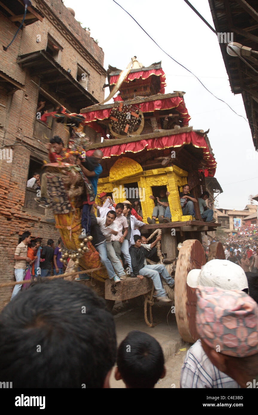The Bhaktapur Chariot Race in Bhaktapur Nepal Stock Photo - Alamy