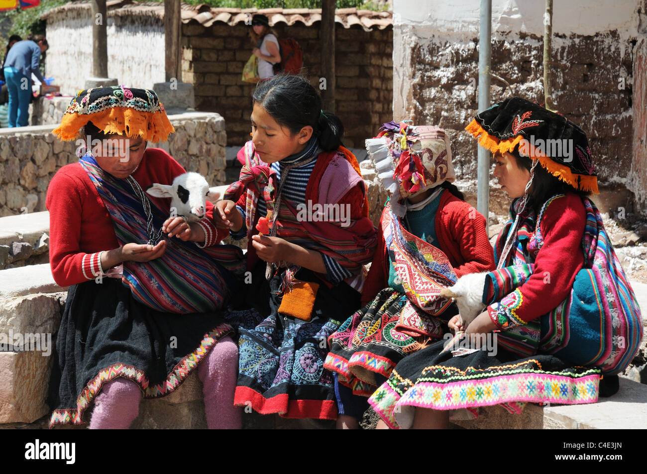 An Incan parade in traditional costume at Pisaq near Cusco in Peru ...
