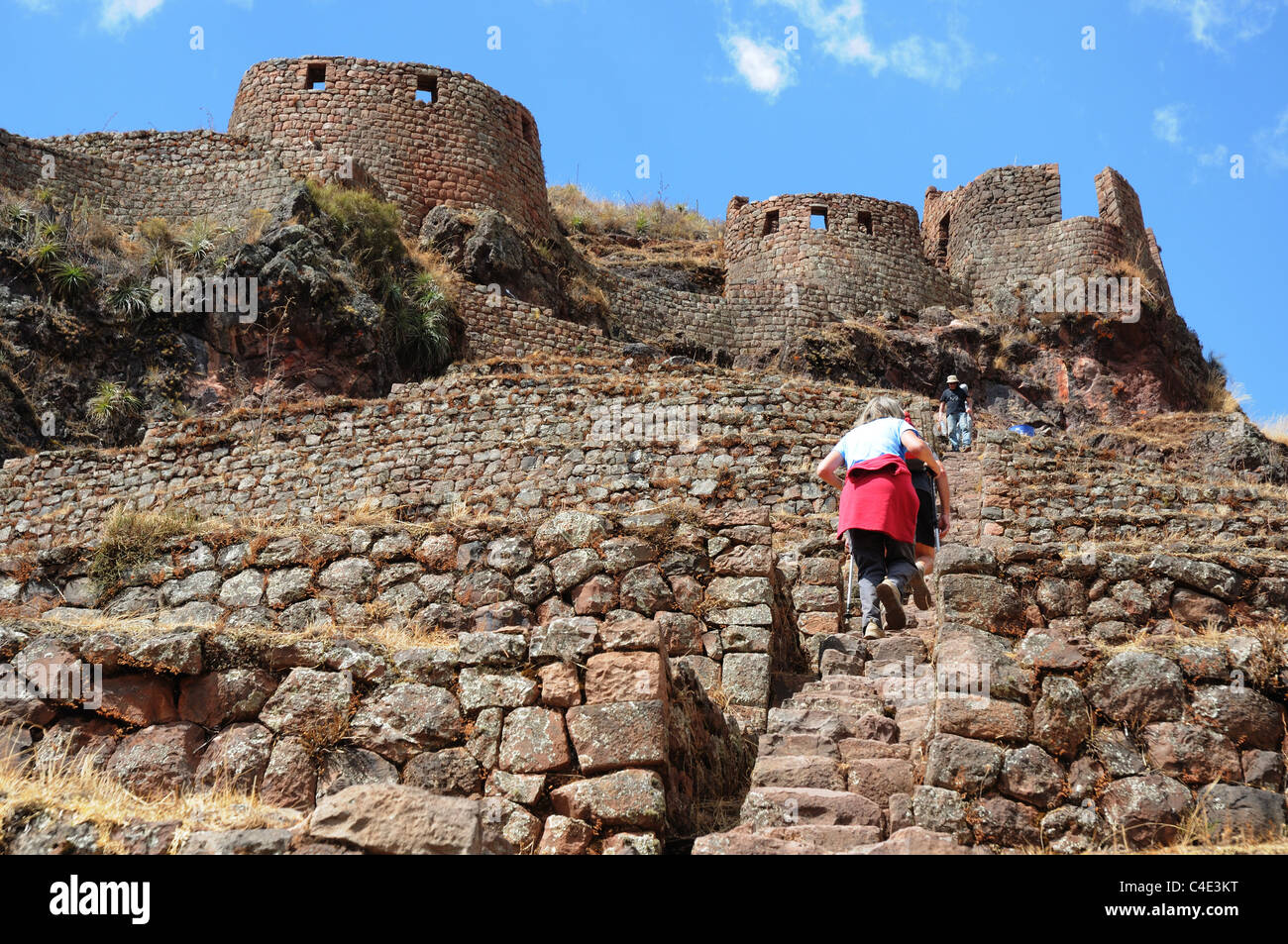 The Incan ruins at Pisaq nar Cusco in Peru Stock Photo - Alamy