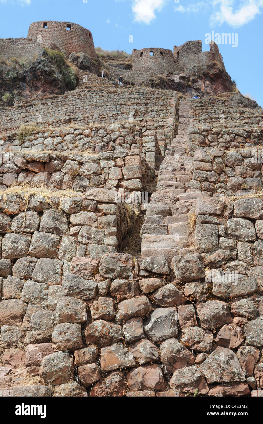 The Incan ruins at Pisaq nar Cusco in Peru Stock Photo - Alamy
