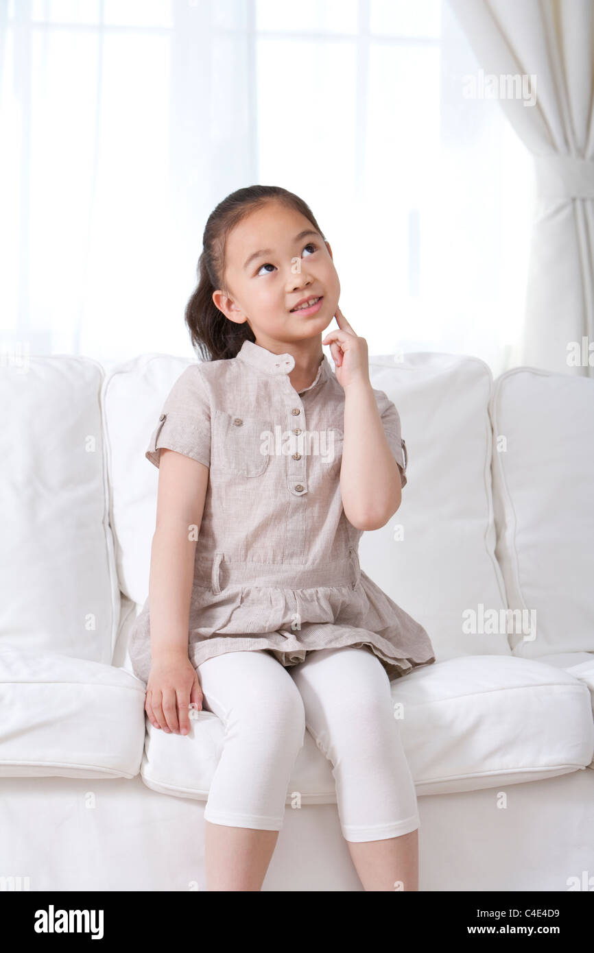 Little Girl Thinking Stock Photo - Alamy