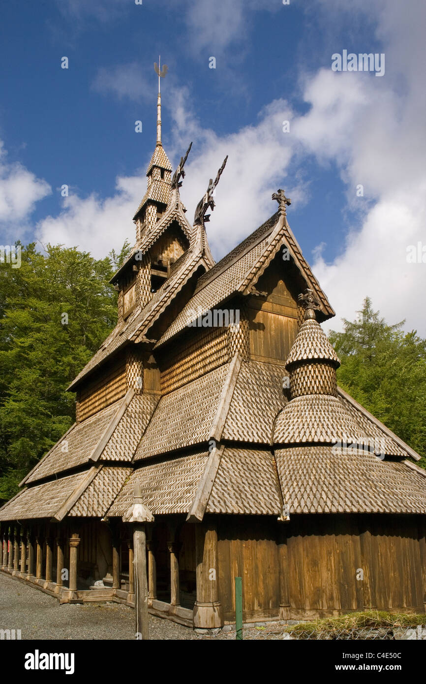 Norway Hordaland Bergen Fantoft Stave church Stock Photo - Alamy