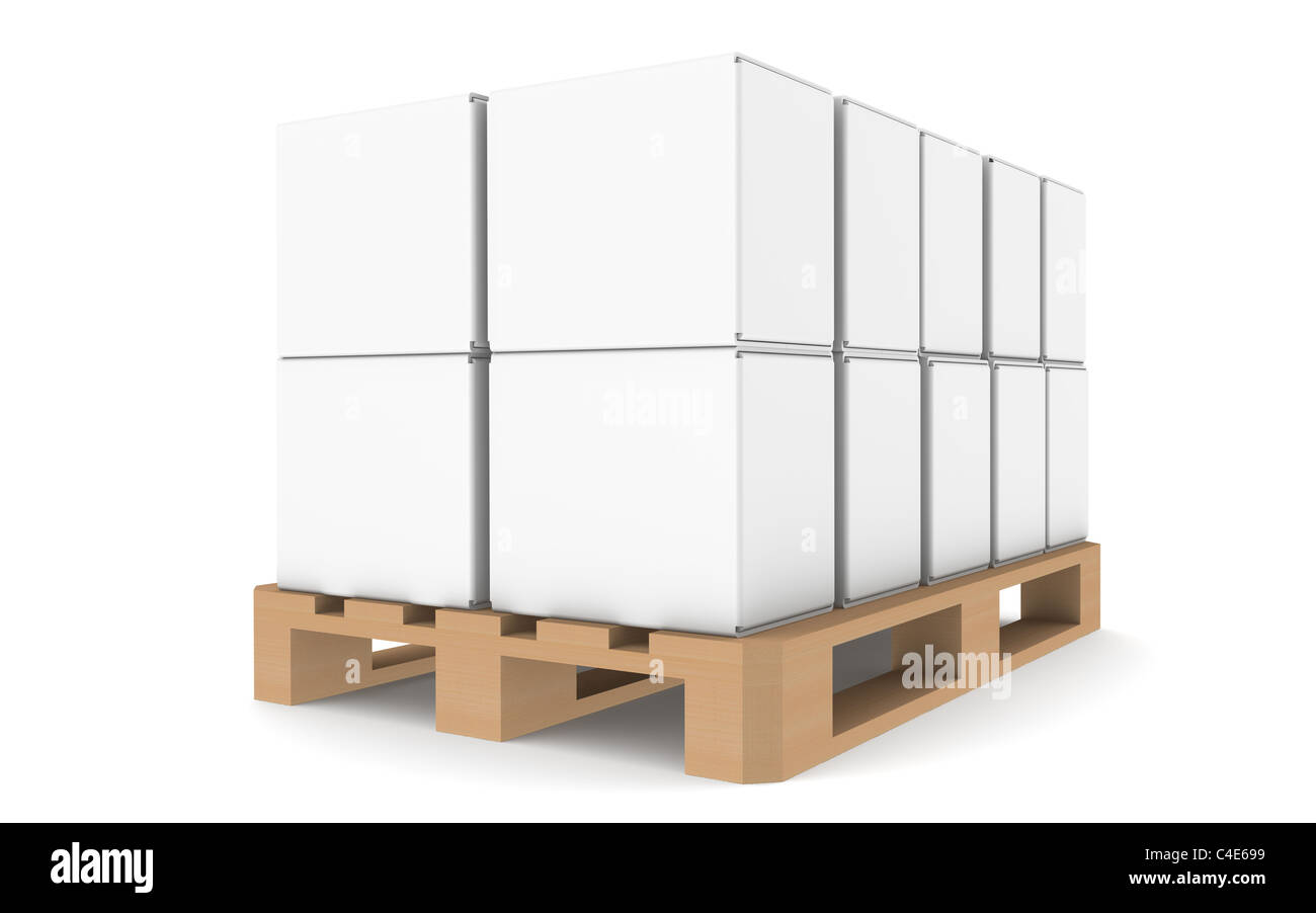 Pallet with blank boxes for copy space. Part of warehouse and logistics ...