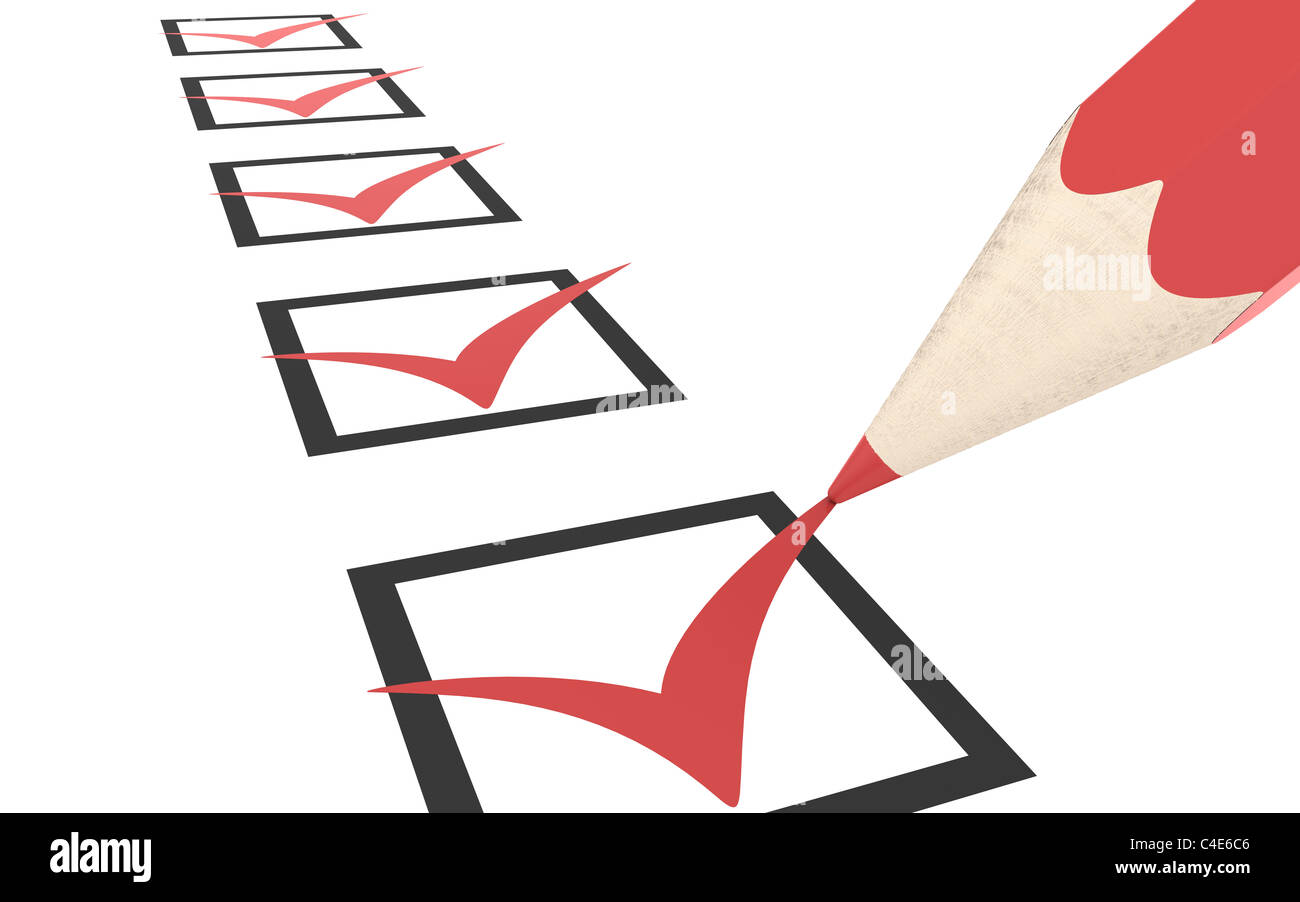 Check list. Red Stock Photo - Alamy