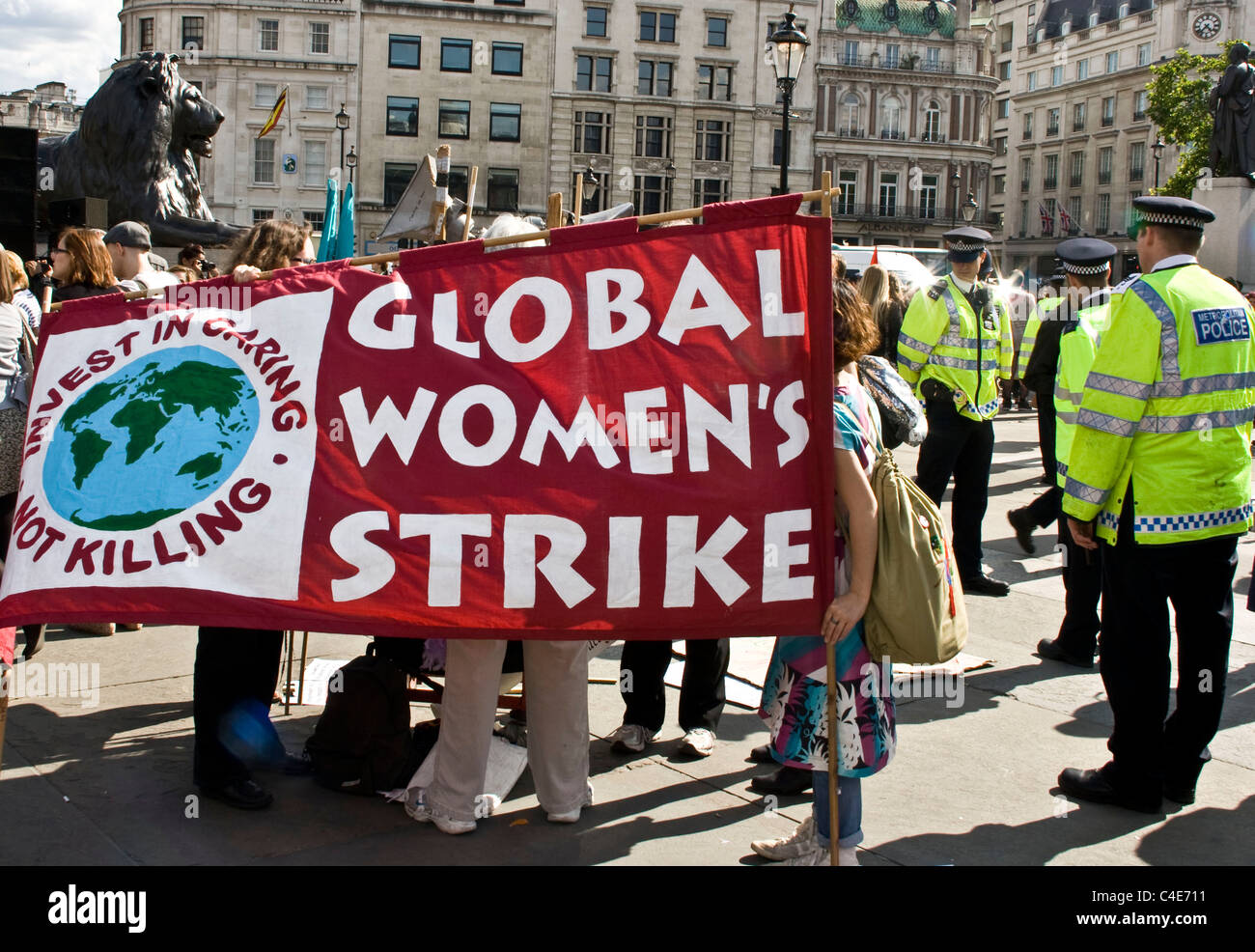 Global protest rally strike for womens rights Trafalgar Square London ...