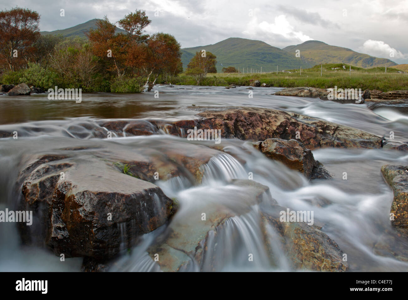 Waterfall on the isle of Mull at the beginning of Glen More Stock Photo ...