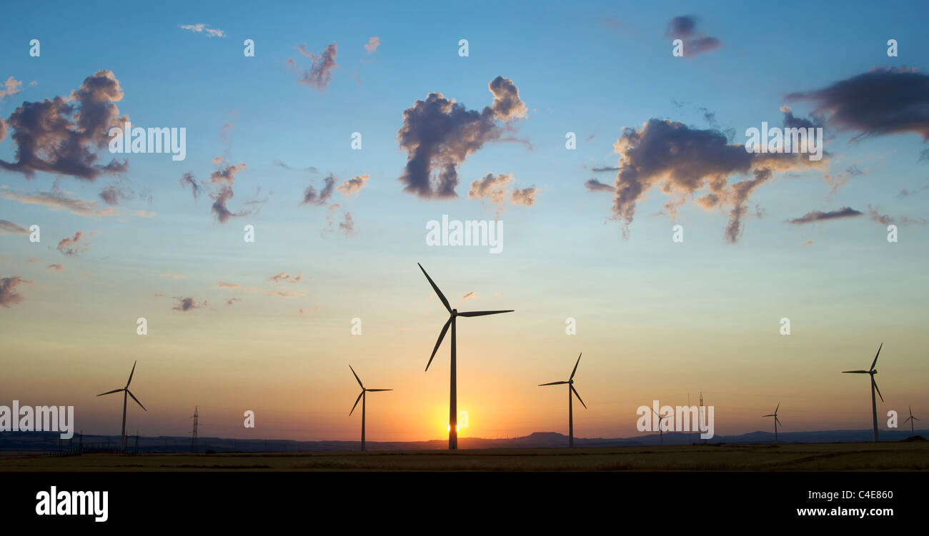 windfarm skyline at sunset Stock Photo - Alamy