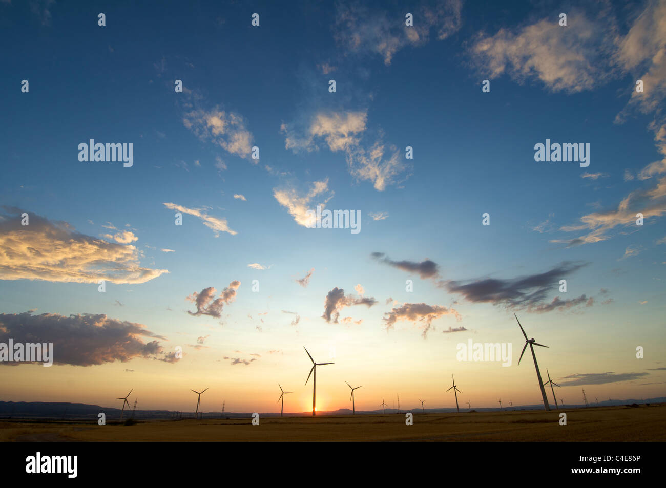 windfarm skyline at sunset Stock Photo - Alamy