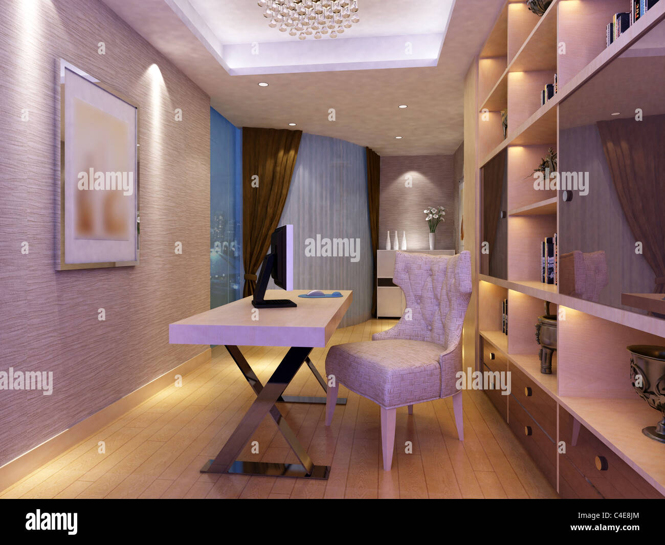 Interior fashionable study-room rendering Stock Photo - Alamy