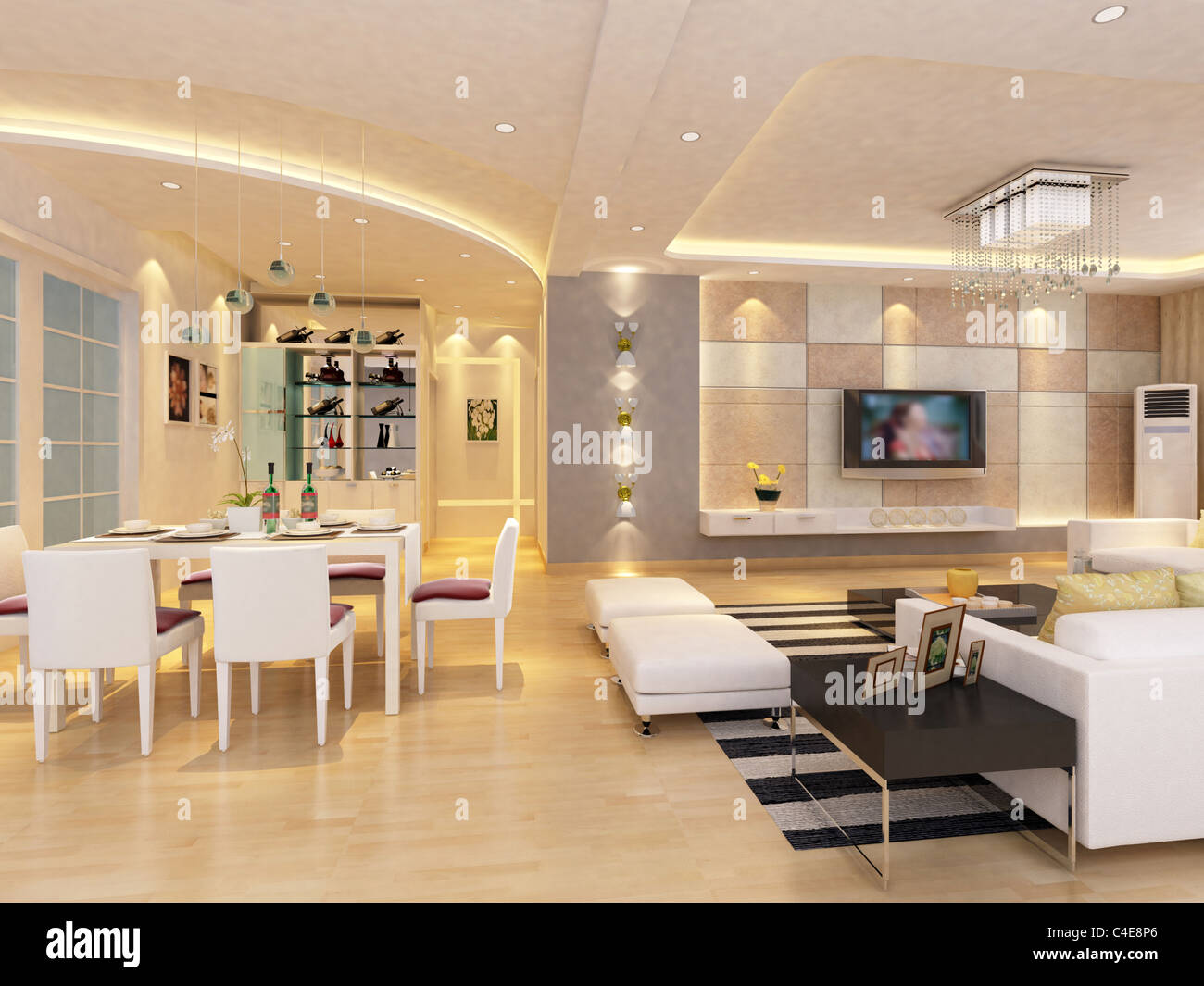 Modern design interior of living-room. render Stock Photo - Alamy