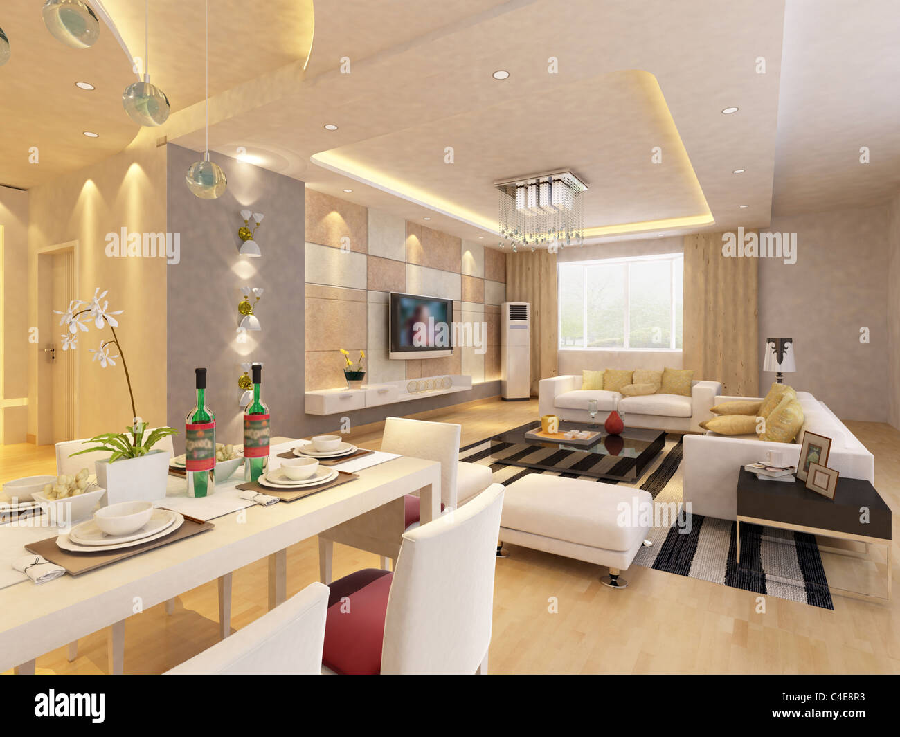Modern design interior of living-room. render Stock Photo - Alamy
