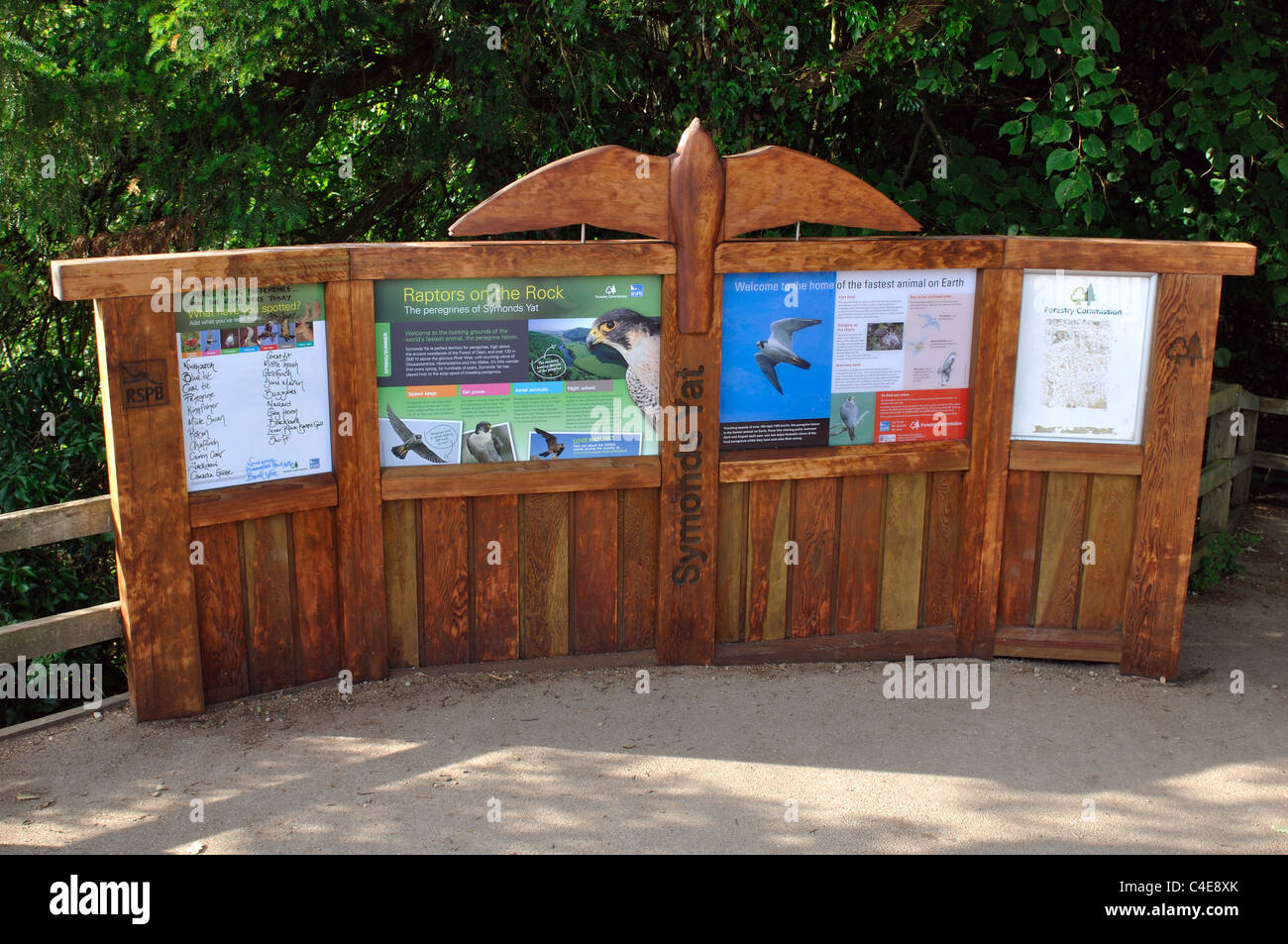 RSPB Information board at Yat Rock, Symonds Yat, Gloucestershire ...