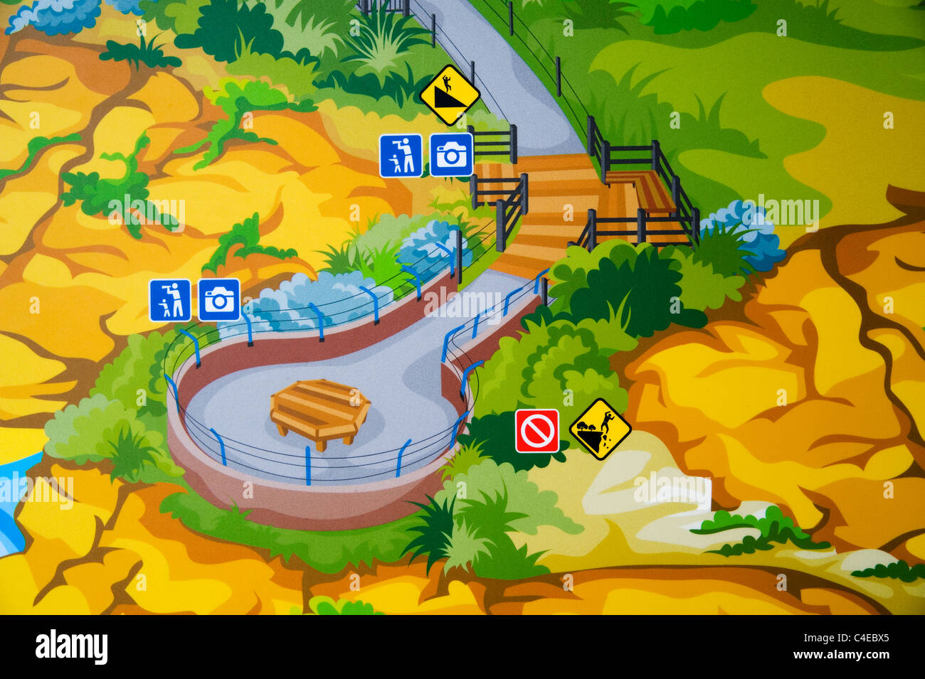 danger warning sign cliff lookout Stock Photo - Alamy