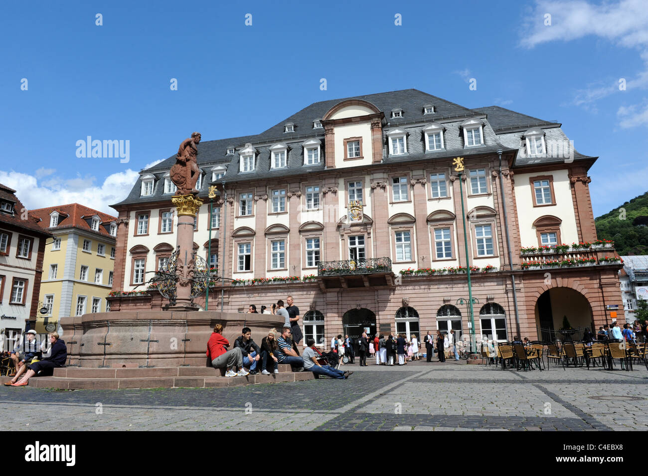 The Rathaus and Marktplatz Heidelberg Baden-Württemberg Germany ...