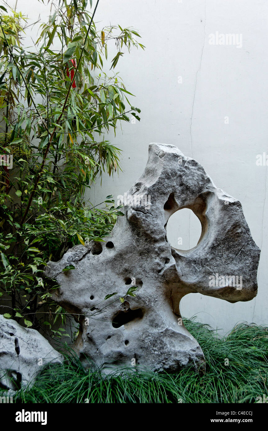 Rock garden in a temple on Jiangning Road, Shanghai, China Stock Photo ...