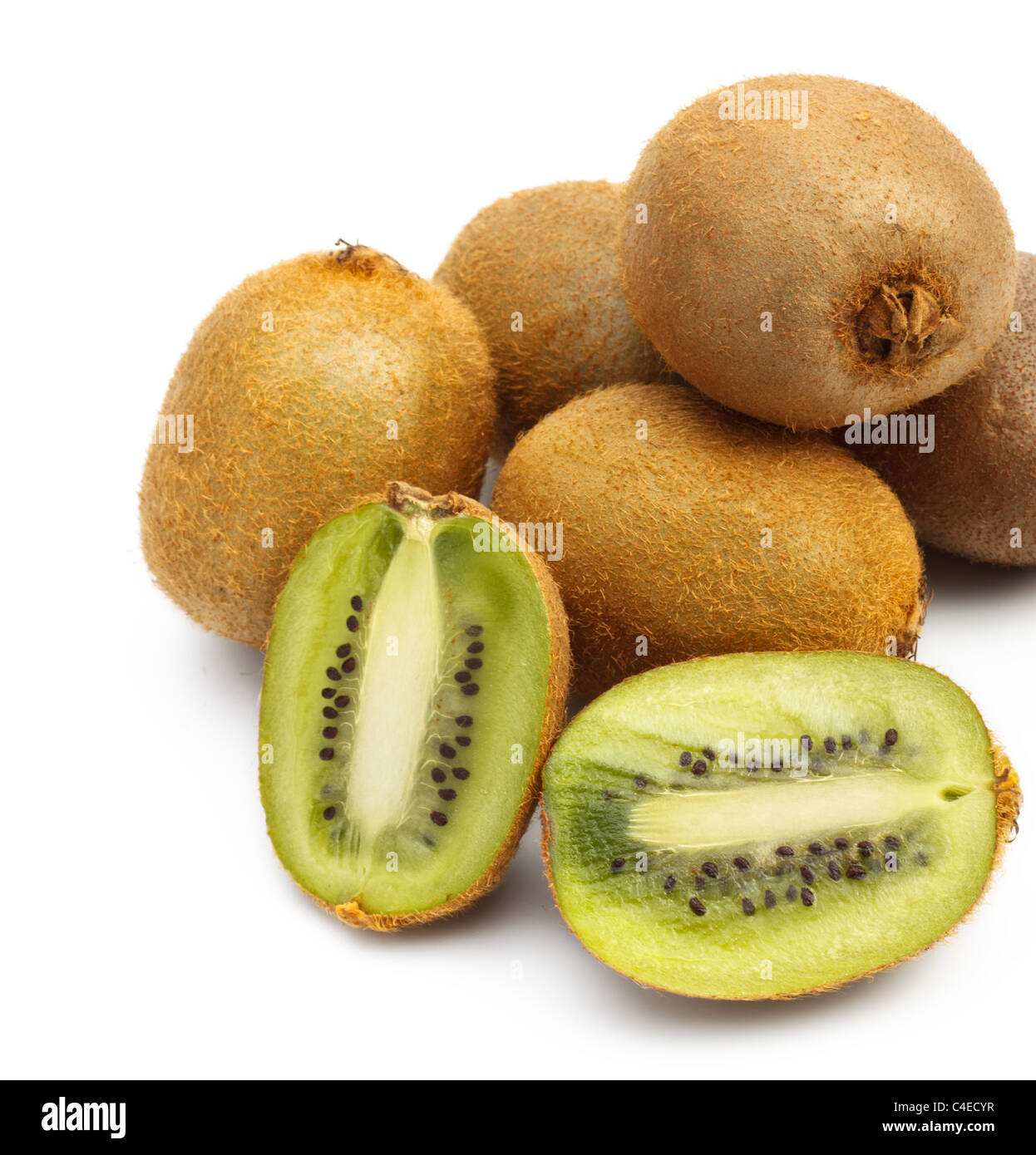many fresh kiwi isolated on white background Stock Photo - Alamy