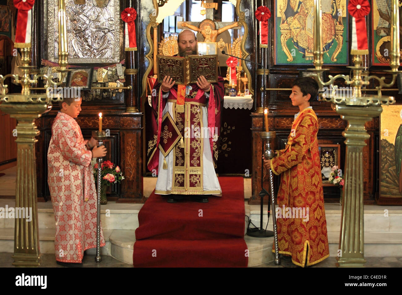 Greek priest in a church in Nisyros island Greece Stock Photo - Alamy