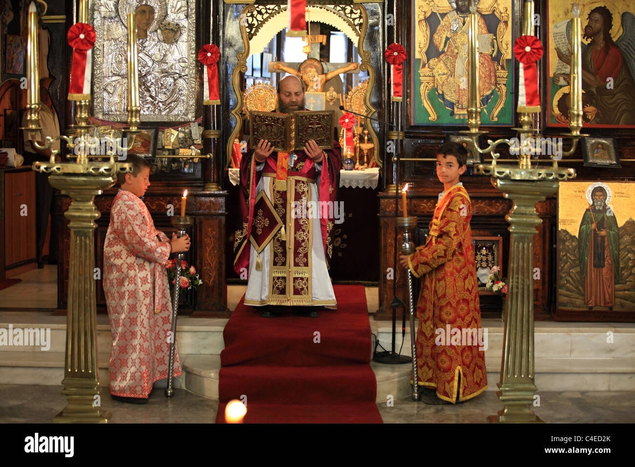 Greek priest in a church in Nisyros island Greece Stock Photo - Alamy