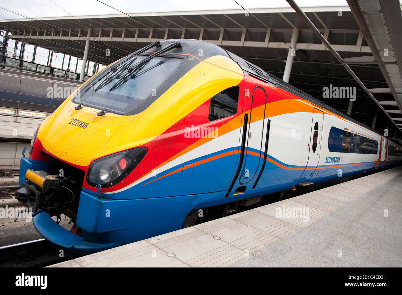 Class 222 meridian train in East Midlands Trains livery at a railway ...