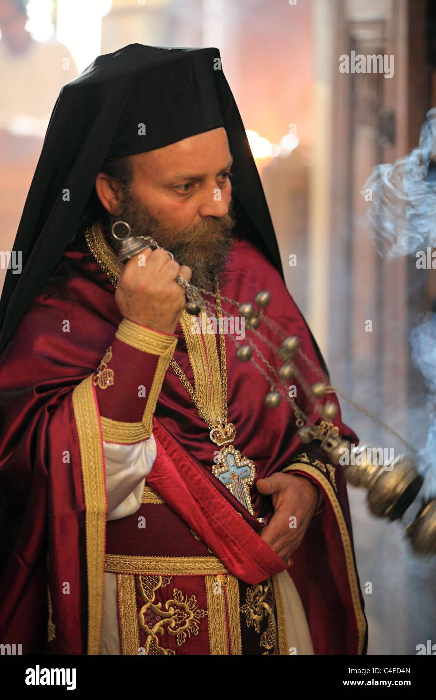 Greek priest in a church in Nisyros island Greece Stock Photo - Alamy