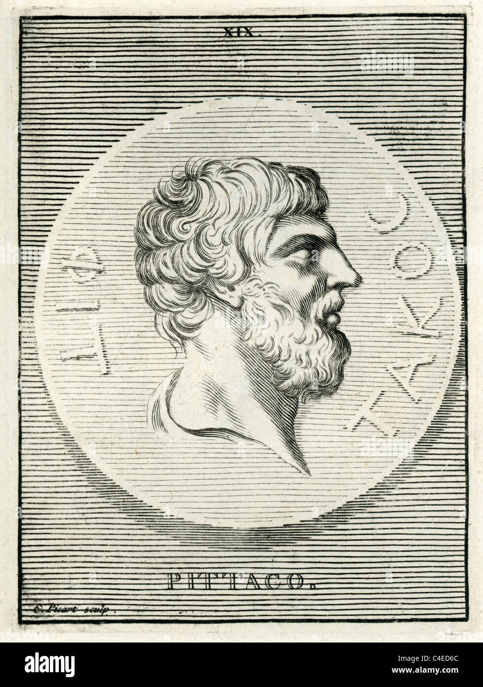 Classical portrait of Pittacus of Mytilene c. 640 to 568 BC the son of ...