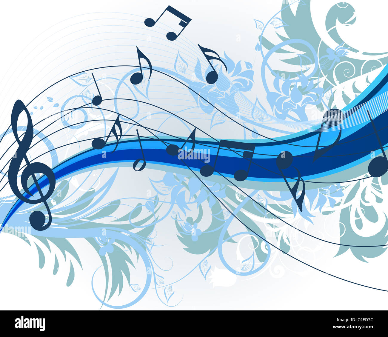 floral music theme for design use. Vector illustration Stock Photo - Alamy